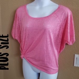 Ambiance | Tops | Pink Burnout Sheer Dolman Short Sleeve Shirt Top ...